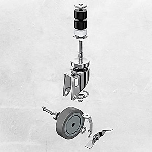 Houseables Kitchen Table Caster Wheel, 4 Pk, 4 Inch, Grey, Polyurethane, 300 LB Load Capacity Per Wheel, with Locking Mechanism, Adjustable, Swivel, Expanding Stem Caster, Furniture, Hardwood Floor