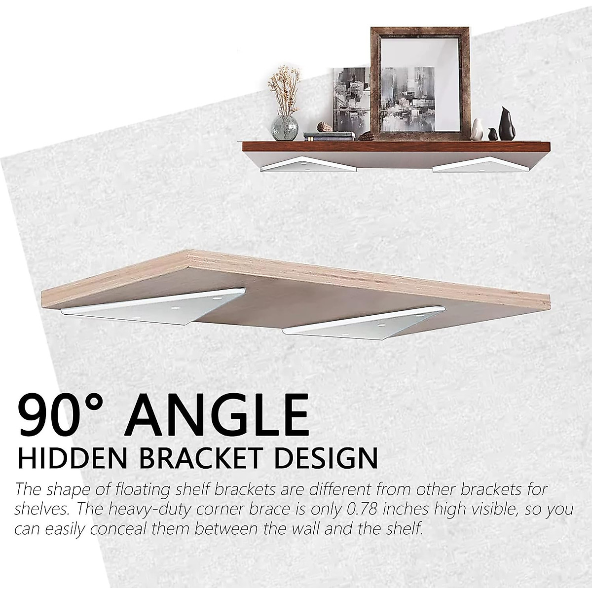 4 Park Floating Shelf Bracket 4 x 3 Inch, White 4 inch Shelf Bracket, Floating Shelves Brackets, Floating Shelf Hardware, Space Saving Small Hidden Shelf Brackets 4 inch for Home Decor (White)
