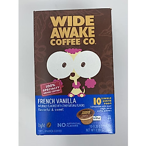 Wide Awake Coffee Variety 4-Pack - French Vanilla, Breakfest Blend, Hazelnut, Donut Shop, with Bonus of 20 Wooden Coffee Stirrers