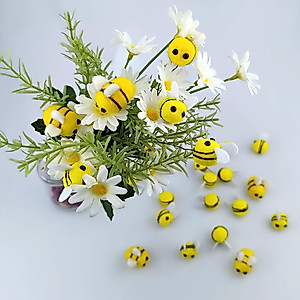 Saktopdeco 30 PCS Wool Felt Bees Cute Felt for Crafts Mini Bee Plush Decor for Baby Shower Gender Reveal Decoration Nursery Tent DIY Crafts