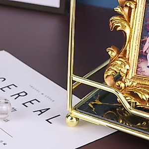 Simmer Stone Makeup Organizer Shelf, 2 Tier Cosmetic Storage Basket with Removable Glass Tray, Wire Vanity Organizer Rack for Bathroom, Dresser, Countertop and More, Stackable Assembly