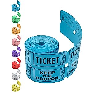 200 Tacticai Blue Raffle Tickets (8 Colors Available), Double Roll, 2" x 2" Ticket for Events, Entry, Class Reward, Fundraiser & Prizes