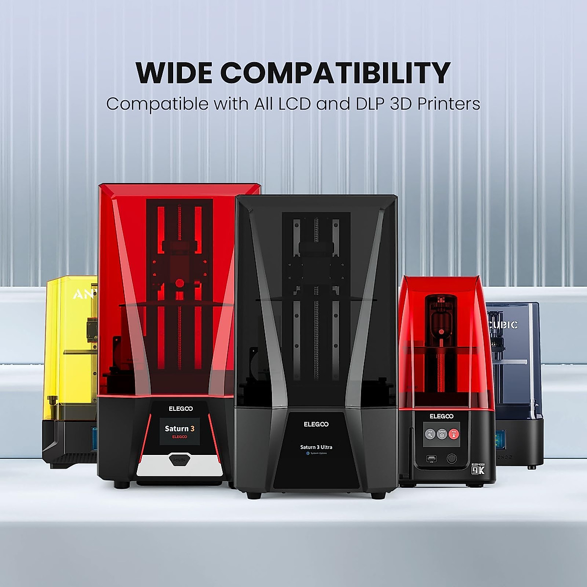 ELEGOO Water Washable 3D Printer Resin LCD UV-Curing Resin 405nm Standard Photopolymer Resin for Mars Saturn Jupiter MSLA DLP LCD 3D Printing 1000Gram Clear Blue