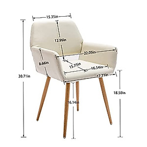 KCC Dining Chair 1 Piece, Upholstered Fabric Desk Chairs Small Armchair, Leisure Modern Living Room Accent Chairs with Metal Tube Legs for Kitchen, Dining Room, Guest Room Bedroom, Beige