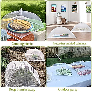 Food Cover Food Tent Set, 2 Extra Large 40"X24" and 6 Standard 17"X17" Mesh Food Covers for Outside, 8 Pack Collapsible, Reusable Pop-Up Umbrella Food Nets for Picnics, Outdoor Camping, Parties, BBQ