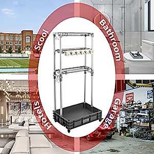 QTJH storage shelf broom mop holder hold your cleaning supplies janitorial cart Steel Organizer Wire Rack