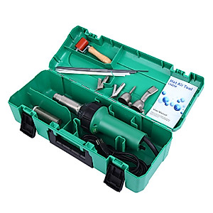 Iglobalbuy 110V 1600W Hot Air Plastic Welder Kit, Hot Air Vinyl PVC TPO Welding Heat Gun w/Nozzles Adjustable Temperature PVC Roofing Welder w/Carrying Case