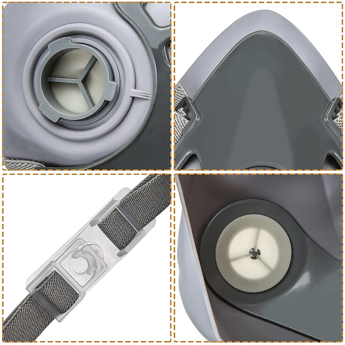 Reusable Half Face Cover, 8200 Face Cover with Safety Glasses Half Facepiece Against Organic Vapors/Smells/Asbestos, Ideal for Painting, Polishing, Woodworking, Welding, Decoration etc