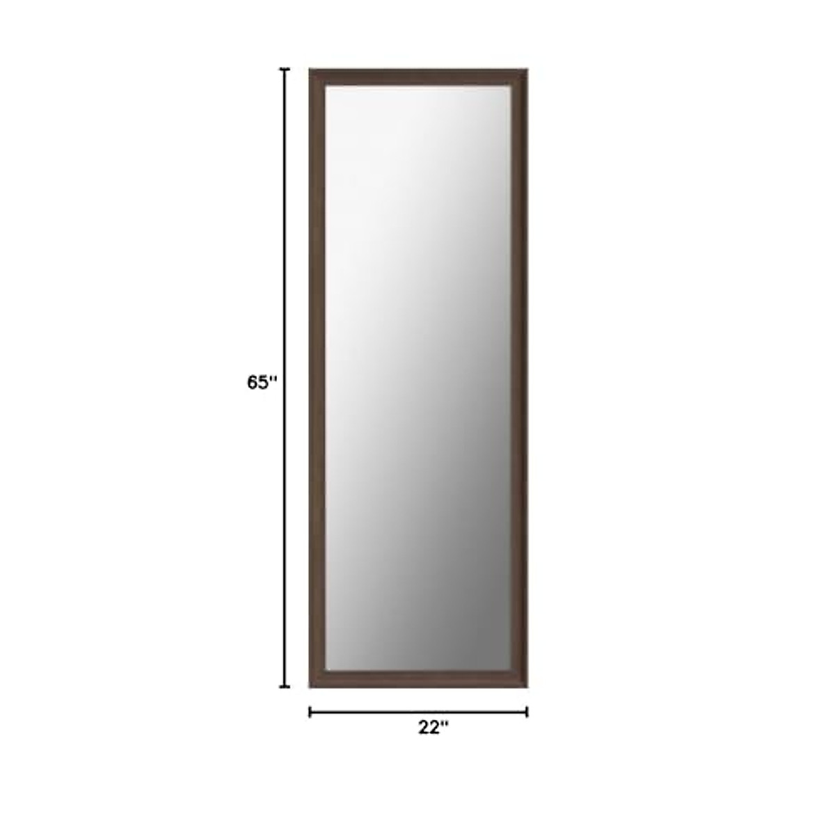 TheiaMo Full Length Mirror Wood Frame, 65×22in Floor Mirror Full Body Mirror with Standing Holder Hanging Wall Mirror, Stand Large HD Mirror, Dressing Mirror for Bedroom/Living Room, Walnut