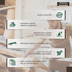 BoscoMondo 54 Inch Fireplace Mantel - Solid Rustic Wood - Wall Mounted Floating Farmhouse Shelf - with Invisible Heavy Duty Metal Bracket (54", Grey)