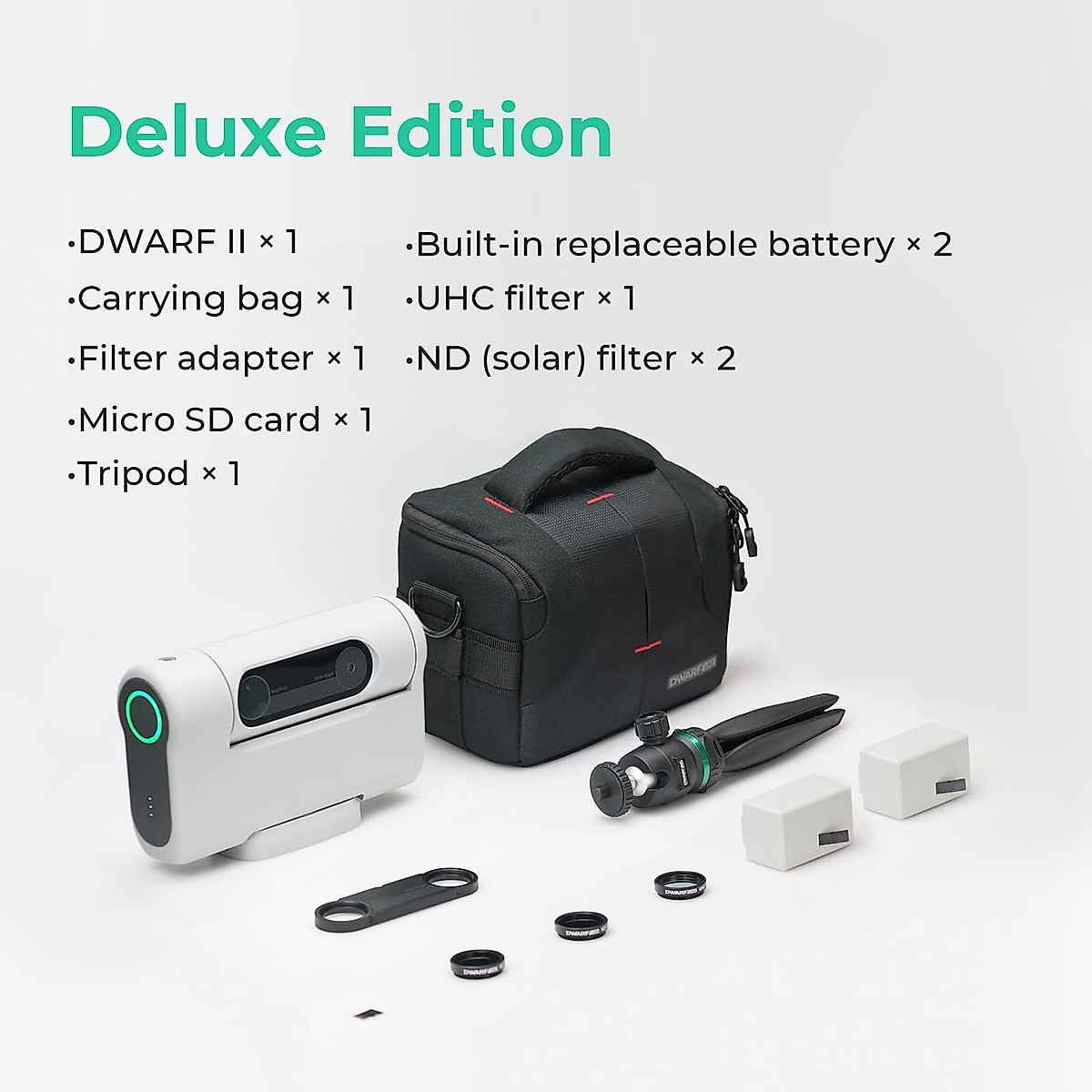 DWARFLAB Dwarf II Smart Digital Telescope - Portable, Ultralight, and Packed with Advanced Features for Astronomy Star Parties, Birding, for Adults and Kids, Beginners and Advanced Players (Deluxe)