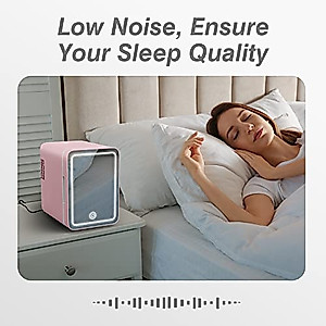 Easy-Take Skincare Fridge - Mini Fridge with Dimmable LED Mirror (4 Liter/6 Can), Cooler and Warmer, for Refrigerating Makeup, Skincare and Food, Mini Fridge for Bedroom, Office and Car, Pink