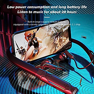 ERSZOO Neckband Bluetooth Headphones Stereo Sound Wireless Earbuds 20 Hrs Playtime Headset with Microphone Noise Canceling IPX4 Waterproof Gym Running Compatible with iPhone,Samsung, Android,Black