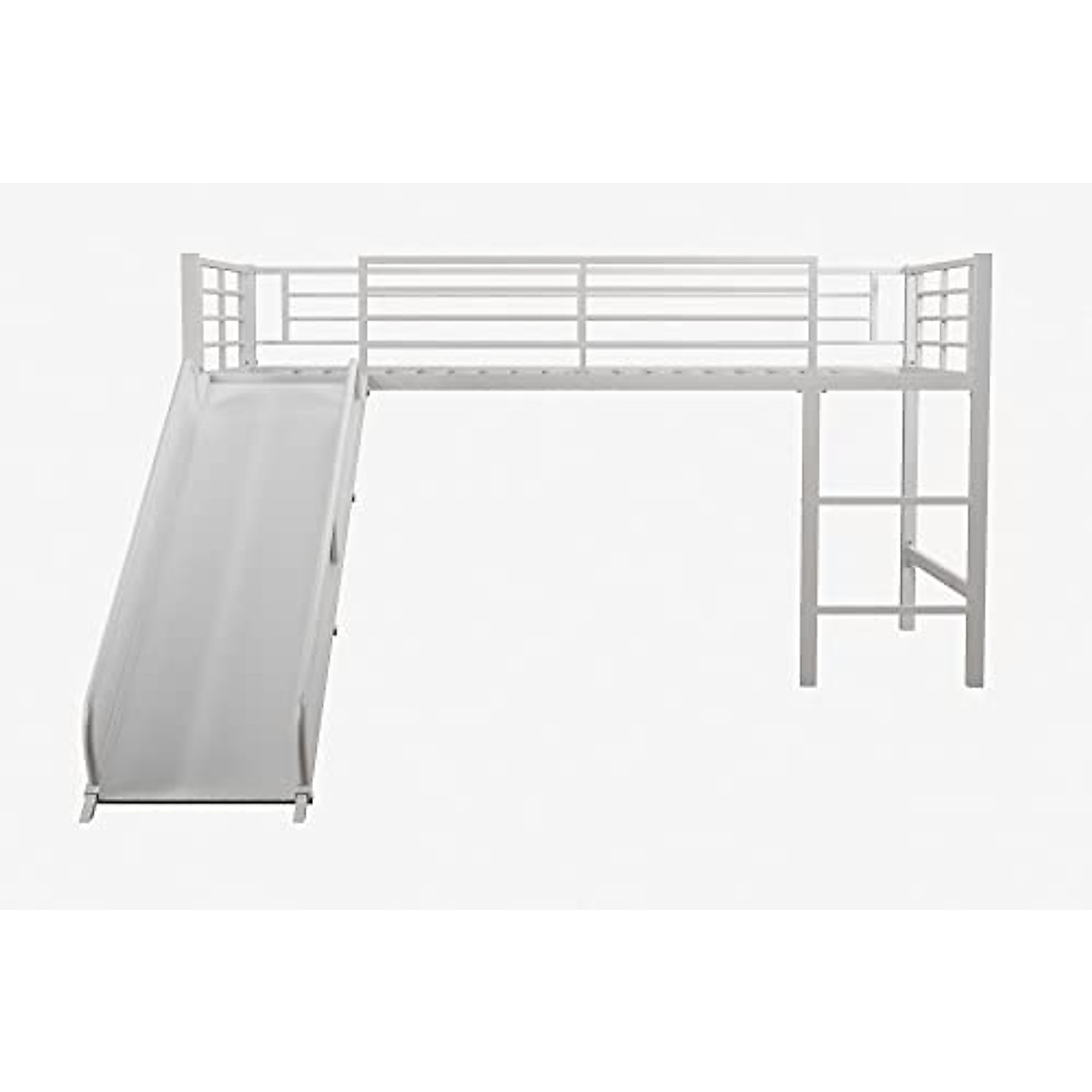 DHP Junior Twin Metal Loft Bed with Slide, Multifunctional Design, White with White Slide