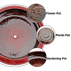 HANABASS 1pc Plant Corinthian Holder Vase Indoor Ceramic Flowerpot Red Orchid Bonsai Table Bowl Hole Outdoor Windows Container Potsin Bowl- Coffee Planters Office Green Home