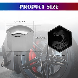 QUICTO 20 Pcs Car Wheel Nut Cap, Automotive Tire Bolt Cap, Universal 17mm, Rustproof Dust Cap, Hexagonal Plastic Tire Bolts with Removal Tool