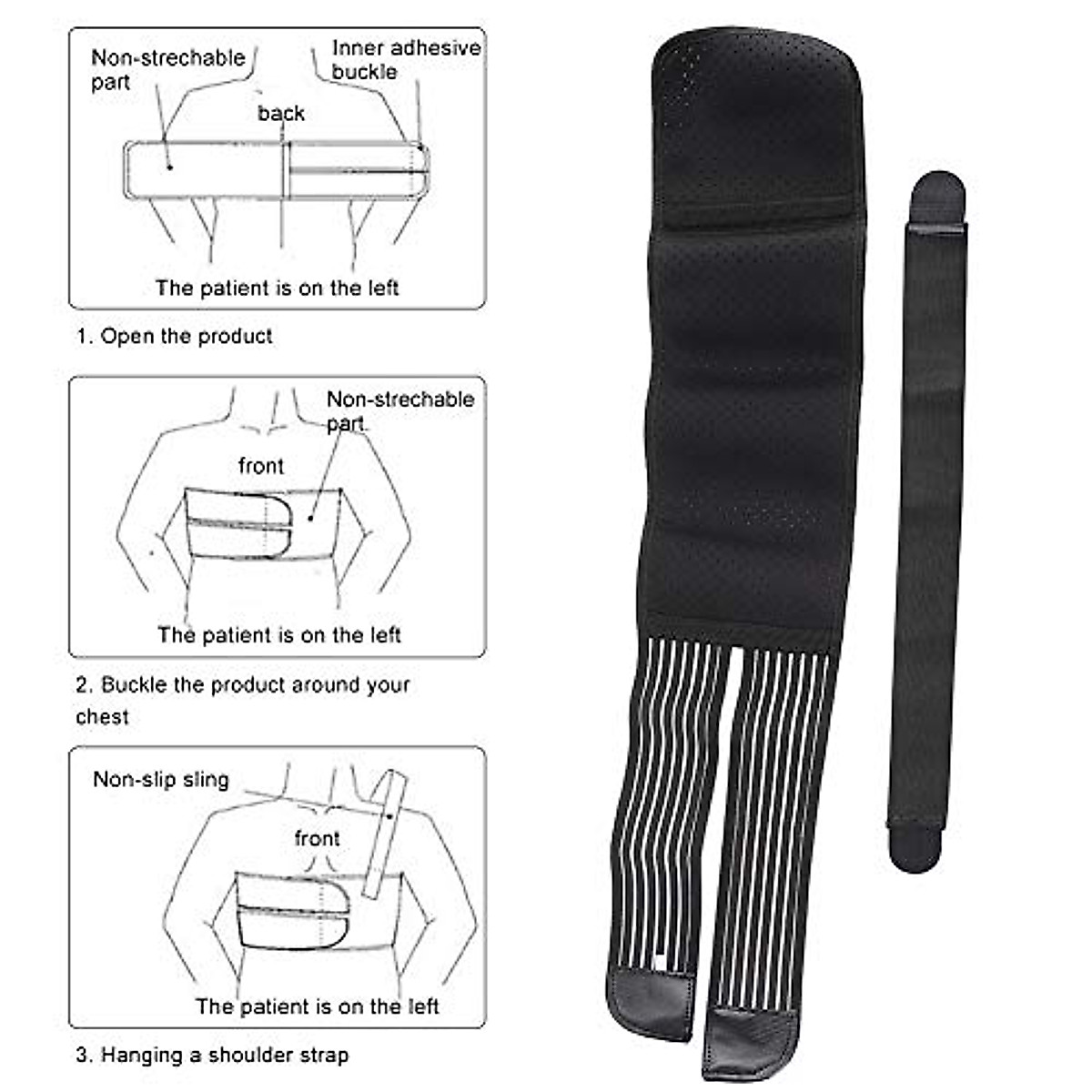 Rib Chest Support Broken Rib Brace Elastic Chest Wrap Belt for Cracked, Fractured or Dislocated Ribs Protection Belt M