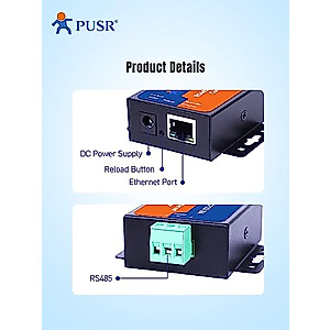PUSR TCP232-304 RS485 to TCP/IP Converter Serial Device Server Support Modbus Gateway Built-in Webpage RS485 to Ethernet Converter