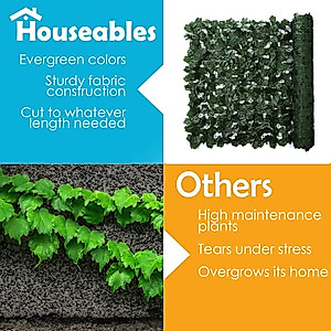 Houseables Artificial Ivy Privacy Fence Wall Screen Covering, Balcony Fake Leaves, 98"x39", Hedge Panel, Outdoor Greenery Roll, Faux Leaf, Foliage Decorations for Patio, Apartment, Garden