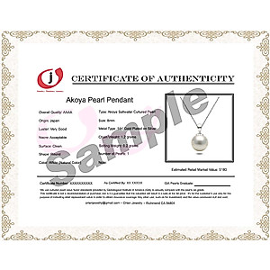 Japanese Akoya Cultured Pearl Pendant Necklace AAAA Graded 9mm White Necklace Pendant with Sterling Silver Setting and Matching 16 Inch Chain - Orien Jewelry