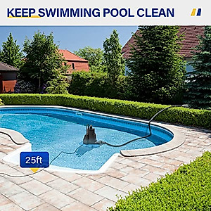 Acquaer 1/4 HP Automatic Swimming Pool Cover Pump, 115 V Submersible Pump with 3/4” Check Valve Adapter & 25ft Power Cord, 2250 GPH Water Removal for Pool, Hot Tubs, Rooftops, Water Beds and more