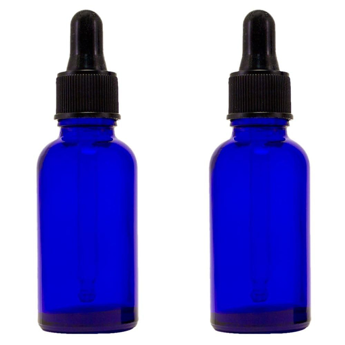 GreenHealth - Pack of 2 - Cobalt Blue Glass Bottle 1oz with Glass Dropper