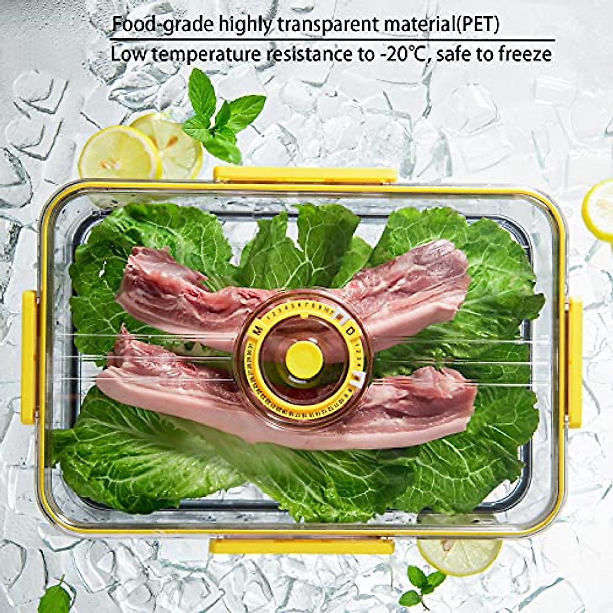 Refrigerator Organizer Bins,Stackable Produce Saver Organizer Bin Storage Containers with Removable Drain Tray for Fridge, Cabinets, Countertops and Pantry(Gray-S)