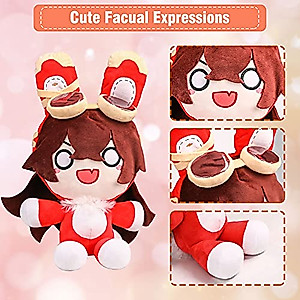 UTIEHD Genshin Impact Plush Baron Bunny 16IN, Plushie Stuffed Toy Doll, Rabbit Amber Cosplay Costume Plushy Props for Fans (Red)