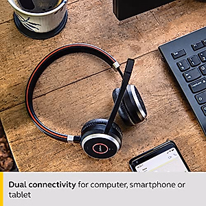 Jabra Evolve 65 MS Wireless Headset, Stereo – Includes Link 370 USB Adapter – Bluetooth Headset with Industry-Leading Wireless Performance, Advanced Noise-Cancelling Microphone, All Day Battery