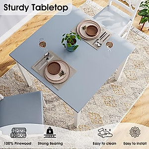 Alohappy Dining Table Set for 2, 3 Piece Kitchen Table and Chairs Set Pine Wood Dining Table with 2 Upholstered Chairs for Small Space, Apartment, Space-Saving & Easy Assembly (Blue)