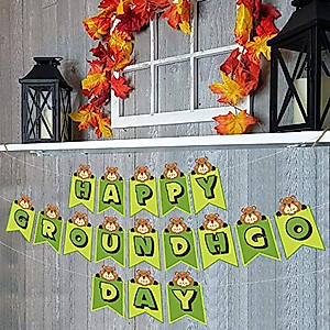 Happy Groundhog Day Banner Background Cute Animals Peeking Out Hole Theme Favors Decor for Groundhog Day Weather Forecast Spring February 2nd Holidays Festival 1st Birthday Party Supplies Decorations