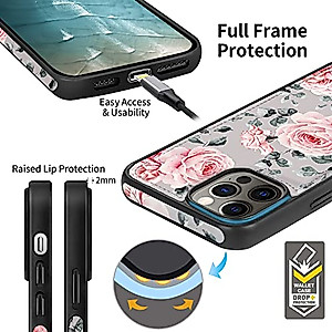 HOGGU iPhone 13 Pro Wallet Case - Magnetic Detachable iPhone 13 Pro Case Wallet with RFID Blocking Card Holder, Hand Strap, Floral Flower PU Leather Flip Cover Case for Women Girls（Gray）