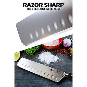 Dalstrong Nakiri Asian Vegetable Knife - 7" - Gladiator Series - Forged German High Carbon Steel - Black G10 Handle Kitchen Knife - Sheath Included - NSF Certified