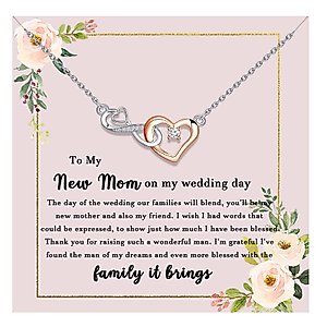 MYOSPARK Mother in Law Wedding Gift from Bride Mother of the Groom Necklace Gift To My New Mom On My Wedding Day Message Card (Mom My Wedding Card NL)