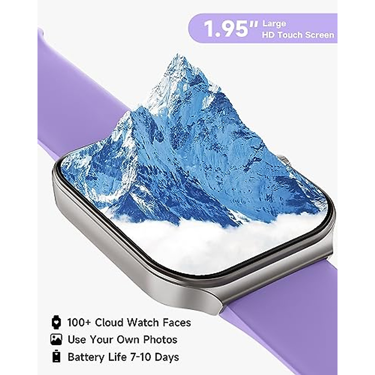 TOOBUR Smart Watch for Women Alexa Built-in, 1.95" Fitness Tracker with Answer/Make Calls, IP68 Waterproof/Blood Oxygen/Heart Rate/Sleep Tracker/100 Sport Modes, Fitness Watch Compatible Android iOS