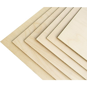 3 mm 1/8"x 8"x 12" Premium Baltic Birch Plywood with B/BB Grade Veneer 6 Flat Sheets for DIY Crafts and Arts, CNC Cutting, Wood Burning and Laser Projects