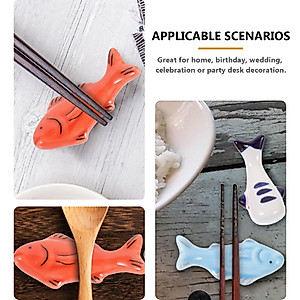 6 Pcs Fish Chopstick Rest Ceramic Japanese Chopsticks Holder Rack Dinner Spoon Fork Knife Holder Dinnerware Stand Decoration (Random Style)