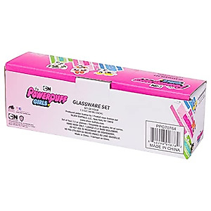 Silver Buffalo The Powerpuff Girls Featuring Blossom, Bubbles, and Buttercup 4 Pack Mini Glass Set, 1.5 Ounces