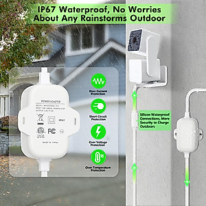 16.4FT Power Cable with Adapter Compatible with WYZE Cam Pan v3, Wyze Cam V4, Wyze Cam OG/V3/ V3 Pro, One-piece Molding with More Waterproof and Rust-proof to Keep 24-hour Power Supply for Outdoor Use