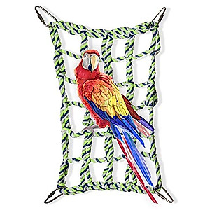 YIYU Masked Pet Toy Cotton Rope Net Ferret Macaw Parrot Swing Rope Hamster Climb Net Hanging Net Bird Toy Pet Supplies Climbing Ladder