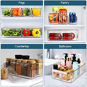 NISILIN 14 Pack Fridge Organizers and Storage - Refrigerator Organizer Bins with Lids, BPA-Free Fridge Organization, Fruit Storage Containers for Fridge, Vegetable, Food, Drinks, Cereals, Clear