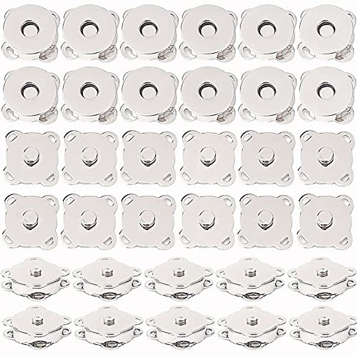 EuTengHao Magnetic Snaps Buttons, Silver Magnetic Purse Snap Clasps, Plum Magnetic Snap Closures for Purses Handbags, 15mm Magnet Button Closure Fastener for Clothes Sewing DIY Craft