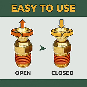 Air Compressor Tank Drain Cock, LIONMAX 1/4'' NPT Brass Tank Drain Valve Replacement Part, 2 PCS