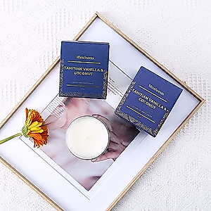 Vanilla&Coconut Scented Soy Candles for Home, Aromatherapy Candle Gift for Women, Natural Soy Wax Jar Candle for Relief & Relaxation, 7.7OZ (V C)