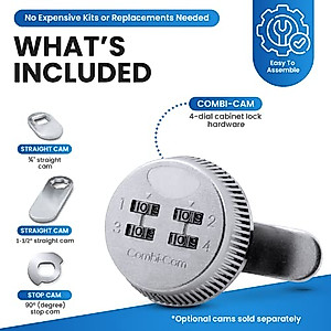 Combi-Cam 7803S FJM Security 4-Dial Combination Cabinet Lock, 1 Pack, Chrome