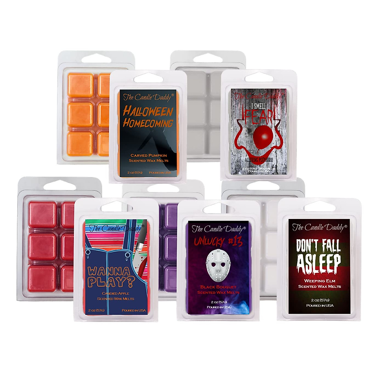 The Candle Daddy Halloween Horror Movie 5 Pack - 5 Amazingly Spooky Wax Melts - 30 Total Cubes - 10 Total Ounces - Fun Scary Gift October Fall Autumn