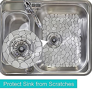 Coopay Kitchen Sink Mat Pebble Sink Mat PVC Eco-friendly Kitchen Adjustable Stainless steel/Porcelain Dish Drying Pad Sink Protector for Bottom of Kitchen Sink, 15.8 x 11.8 inches (2 Pack, Clear)