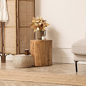 SUNBURY 15" Outdoor Side Table, Concrete Side Table Stump Stool Outdoor Accent Table, Light Brown Garden Stool Side Table for Patio, Outdoor end Table Stump Coffee Table