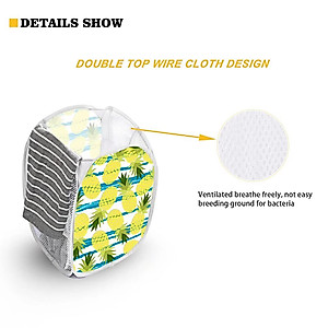 GOSTONG Foldable Mesh Pop Up Laundry Hamper,Durable Collapsible Laundry Basket Portable Clothes Washing Laundry Hamper with Side Pocket,Bling Mermaid Print