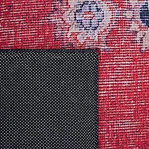 SAFAVIEH Tucson Collection Machine Washable Slip Resistant 3' x 5' Red/Beige TSN140Q Vintage Persian Medallion Entryway Living Room Foyer Bedroom Accent Rug